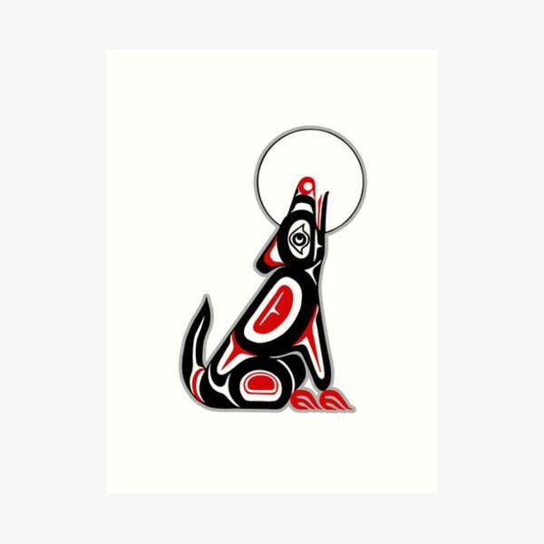 "Haida Wolf Howling At The Moon" Art Print for Sale by ukajtml | Redbubble