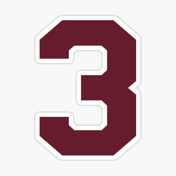 "Number 3, Maroon three, Sports number 3" Sticker for Sale by ...