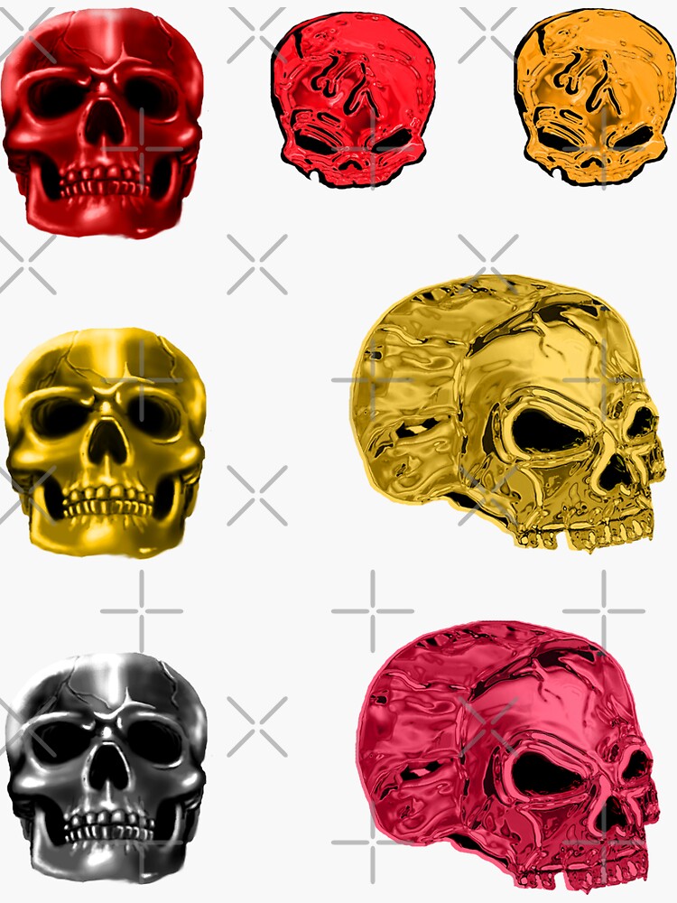 "7 Metalic Skull STICKERS Set!" Sticker for Sale by DVM2 | Redbubble