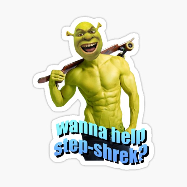 "Step-Shrek Is Asking for Help Shrek Cursed Meme" Sticker for Sale by ...