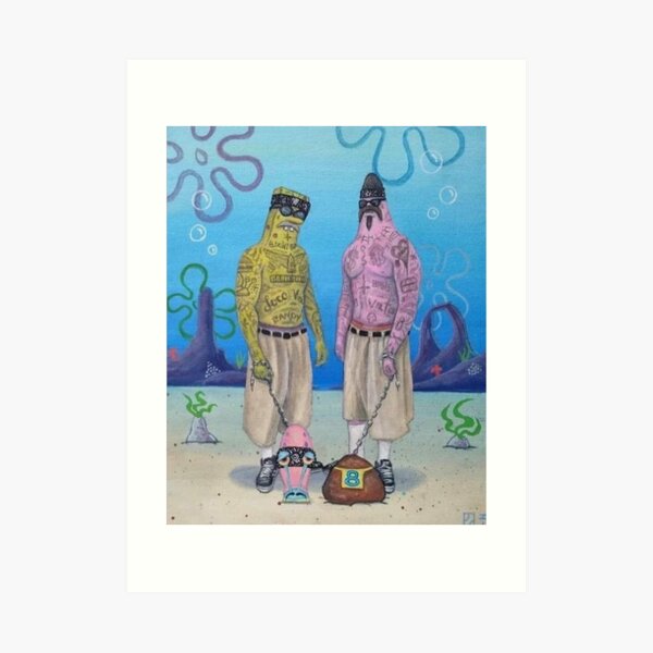 "Spongebob and Patrick Gangsters Cursed Meme" Art Print for Sale by BetterLeo | Redbubble