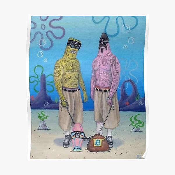 "Spongebob and Patrick Gangsters Cursed Meme" Poster for Sale by BetterLeo | Redbubble