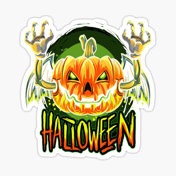 "Halloween Scary Evil Pumpkin Head " Sticker for Sale by fejoa | Redbubble