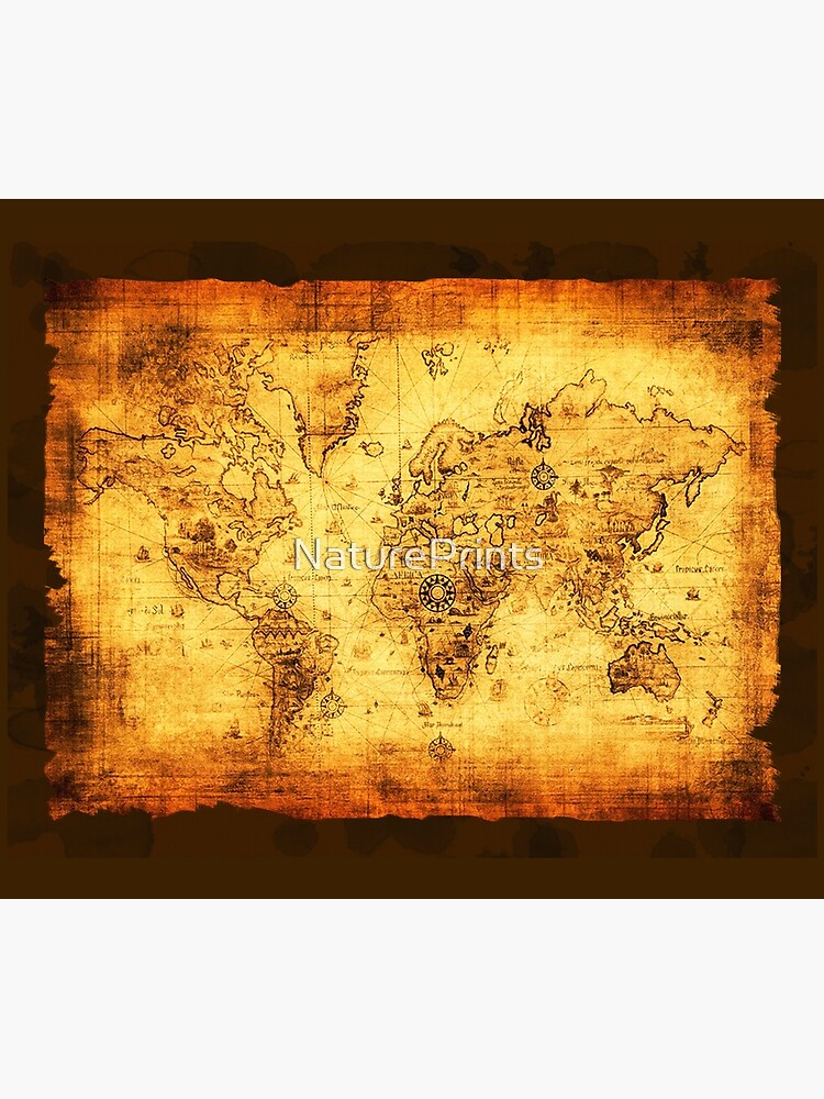 Vintage Old World Map Artwork Tapestry
