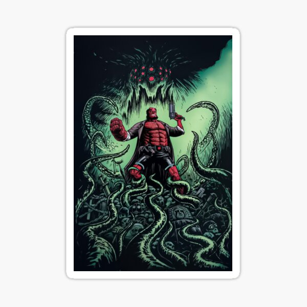 "Hellboy" Sticker for Sale by Hi-Qual | Redbubble
