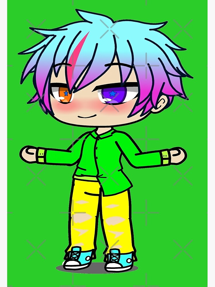 "Gacha club guy. Stylish boy with red and blue colored eyes. Boy with a ...