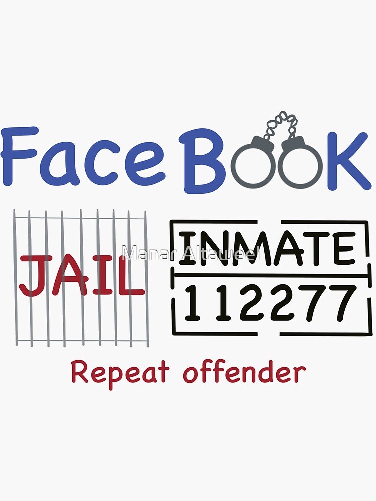 "Facebook jail " Sticker for Sale by Manarshop16 | Redbubble