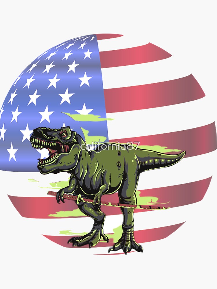 "Tyrannosaurus Rex with American Flag" Sticker for Sale by california87 ...