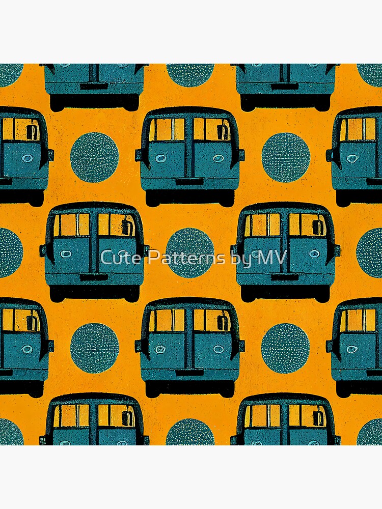 "Cute Bus Pattern | Blue and orange" Sticker for Sale by cutepatternsmv ...