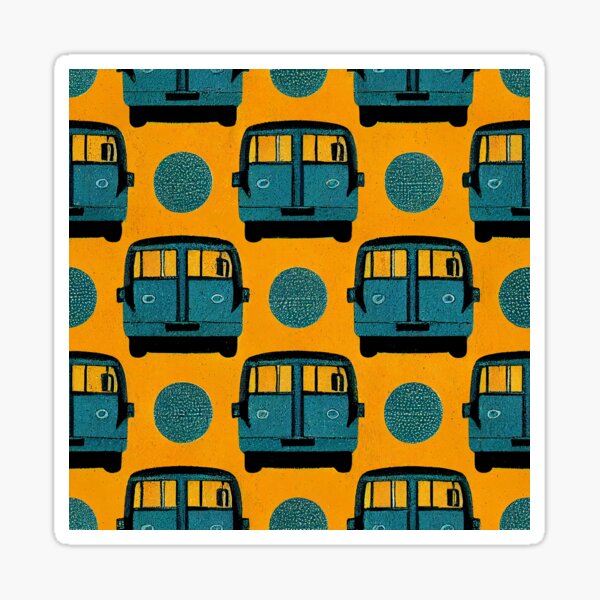 "Cute Bus Pattern | Blue and orange" Sticker for Sale by cutepatternsmv ...