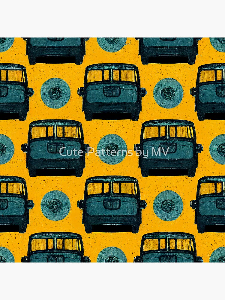 "Cute Bus Pattern II | Blue and yellow" Sticker for Sale by ...