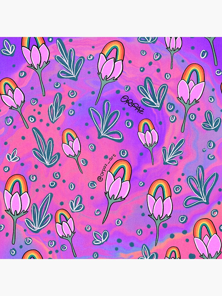 "Trippy rainbows and flowers (TULIP) in magical botanical dream" Poster ...