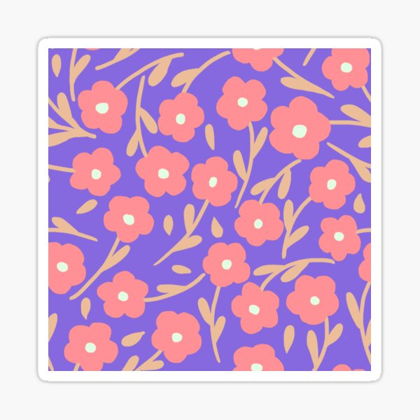 "Red floral pattern on purple background" Sticker for Sale by Vera ...