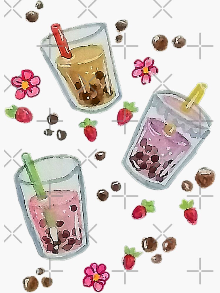 "Assorted cute bubble tea" Sticker for Sale by Akali999 | Redbubble