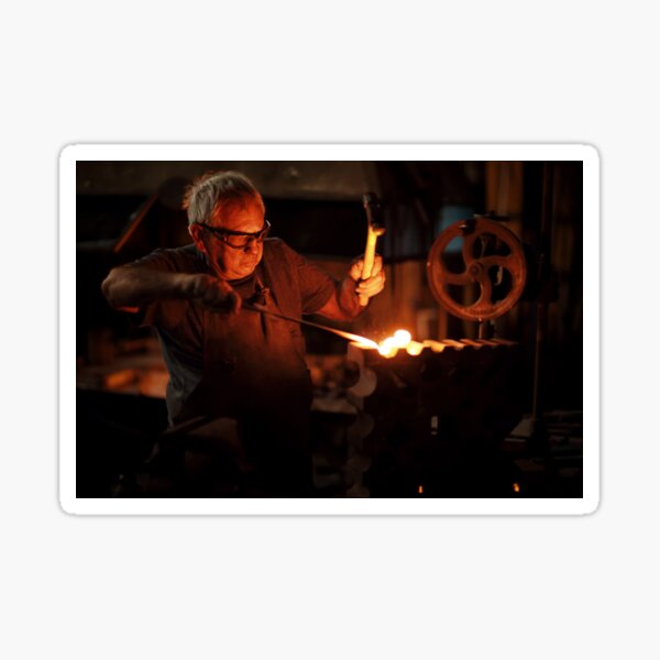 "Blacksmith hammering red hot iron" Sticker for Sale by johanswanepoel ...