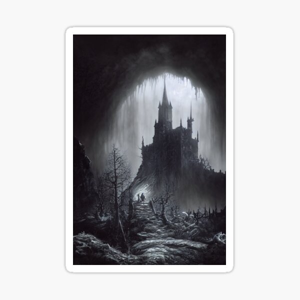 "Ancient Moonlit Dark Castle Gothic" Sticker for Sale by tronictees ...
