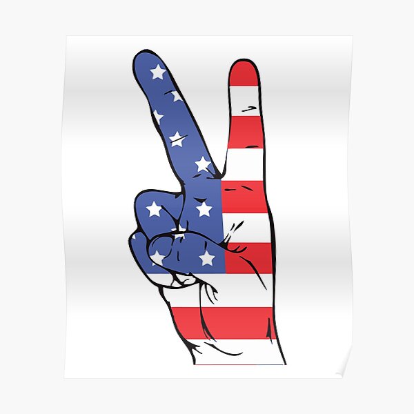 "American Flag Peace Hand Sign Bumper" Poster for Sale by tribaltattoo ...