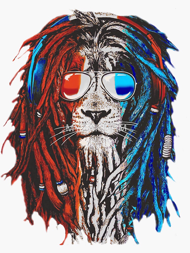 "Rastafari Lion Reggae Lover-Blue White Red" Sticker for Sale by Ouss ...