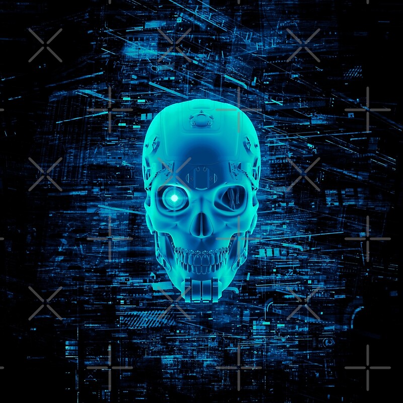 "Gamer Skull BLUE TECH" by GrandeDuc | Redbubble