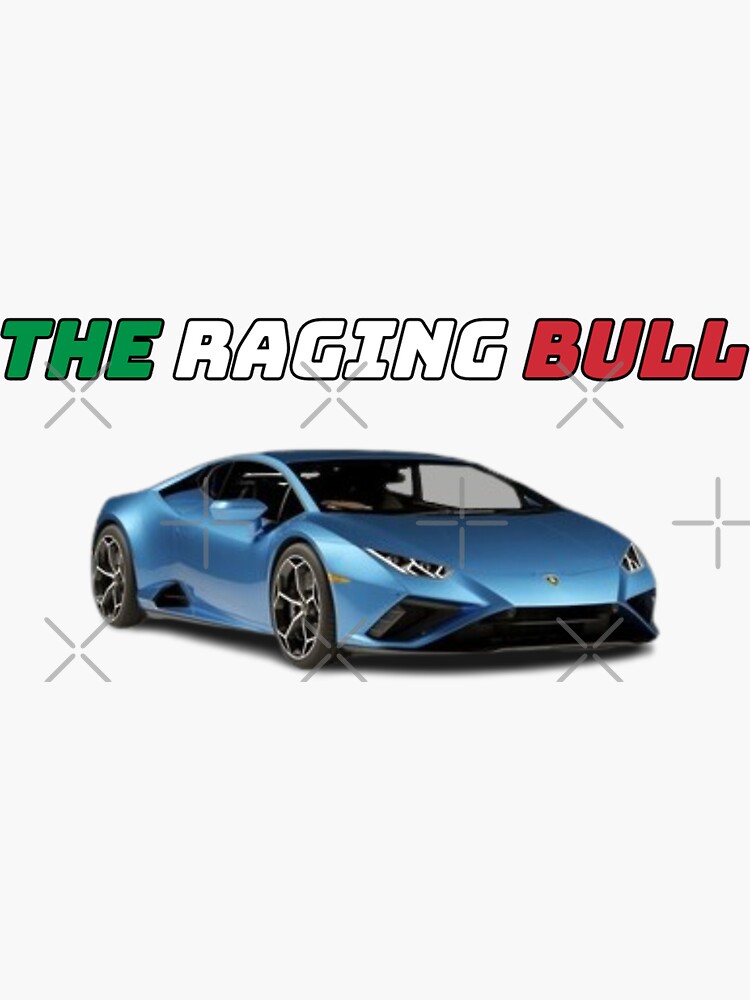 "Blue Lamborghini Huracán Evo Supercar with 'The Raging Bull' text in ...