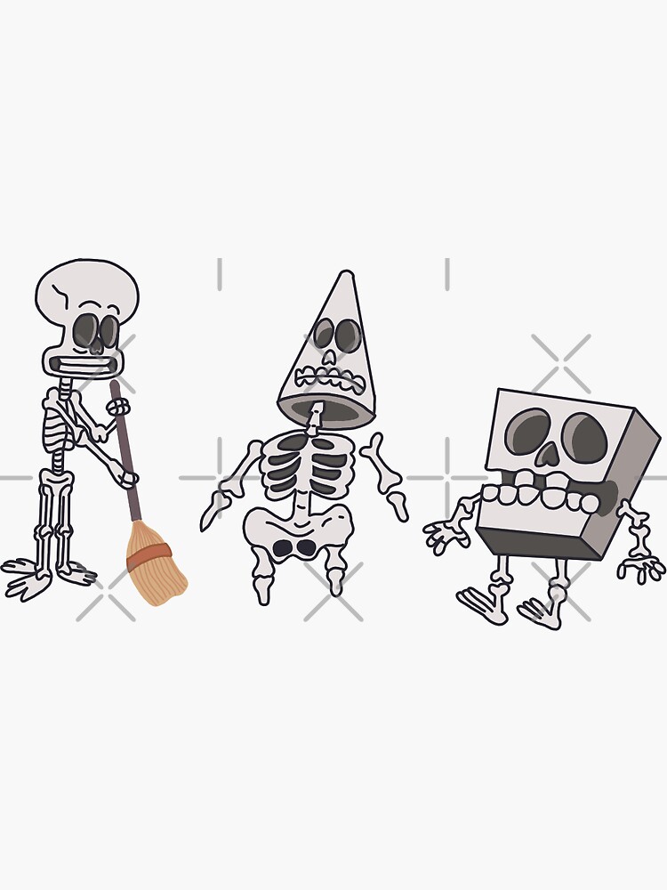 "Spongebob, Patrick, and Squidward Skeletons " Sticker for Sale by ...