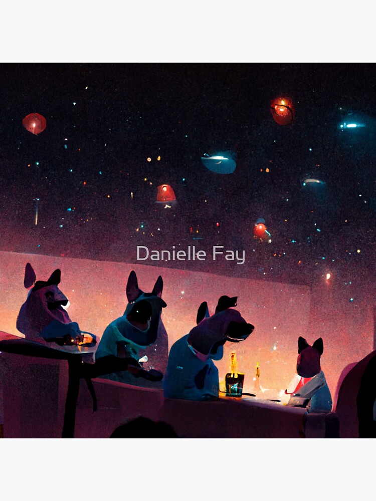"Galactic Dog Space Bar" Sticker for Sale by doodlesbydani | Redbubble