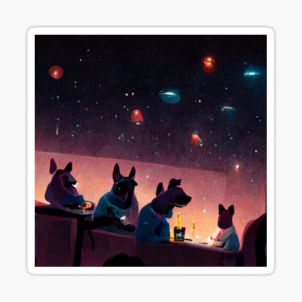 "Galactic Dog Space Bar" Sticker for Sale by doodlesbydani | Redbubble