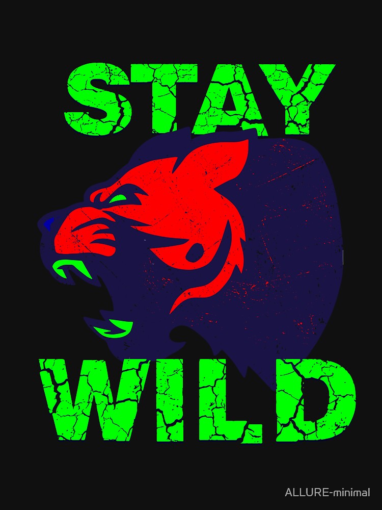 "Stay Wild Club Ben Azelart Merch - angry wolf - energetic red color" T ...