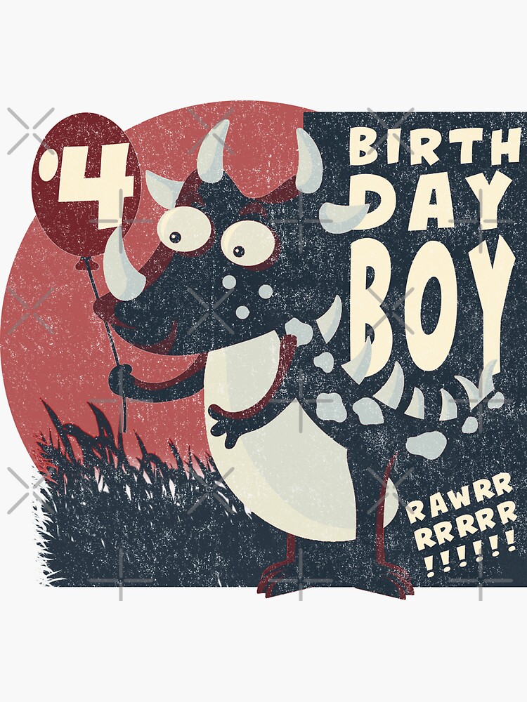 "4st dinosaur birthday boy" Sticker for Sale by BirthdayTshirt | Redbubble