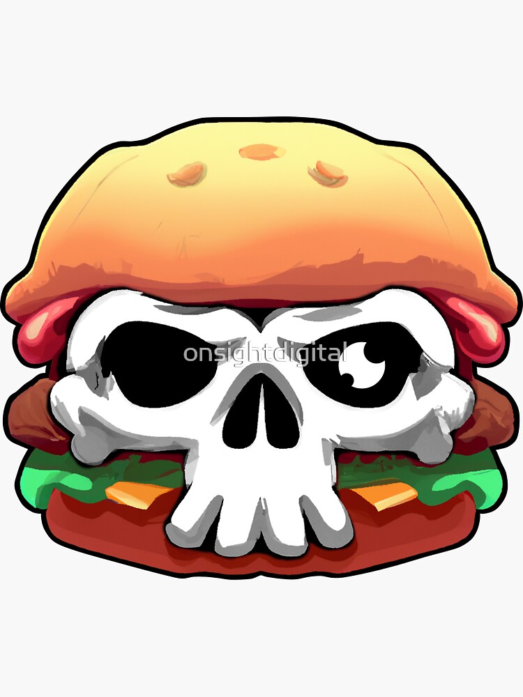 "Skull Burger with Cheese" Sticker for Sale by onsightdigital | Redbubble