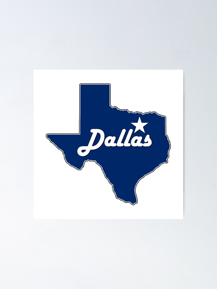 "Dallas Texas Navy Blue Lone Star State Map Texan" Poster for Sale by ...