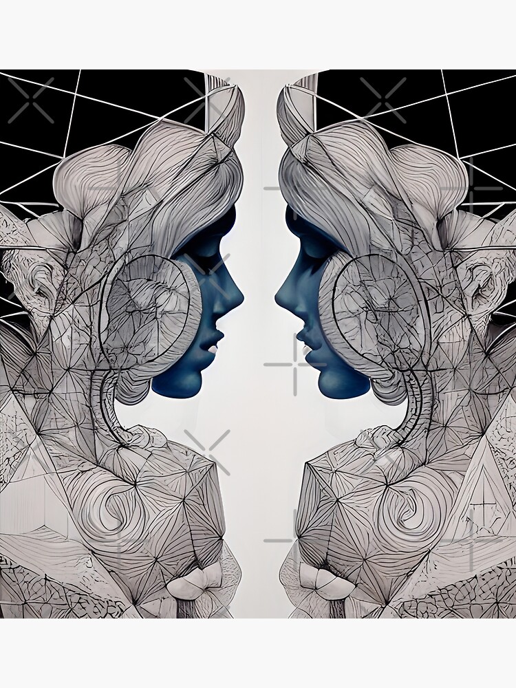 "Two People in Profile Facing Each Other" Poster for Sale by ...