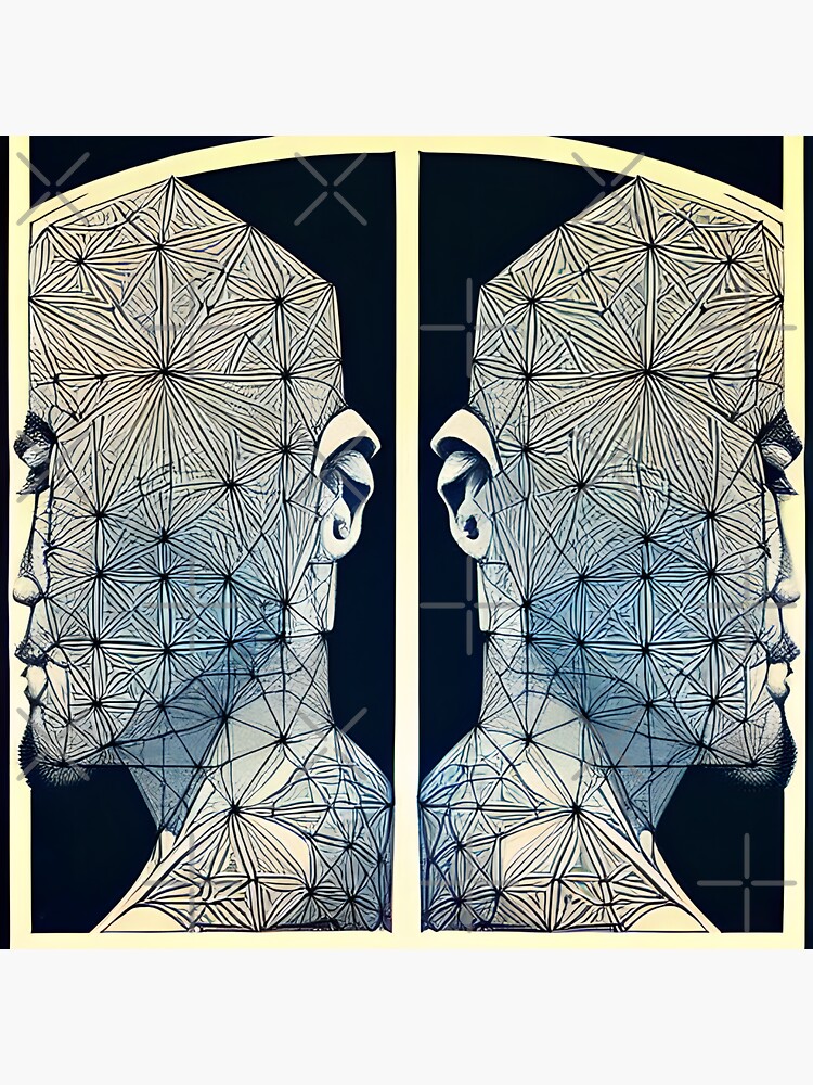 "Two Faces in Profile with Their Back to Each Other" Sticker for Sale ...