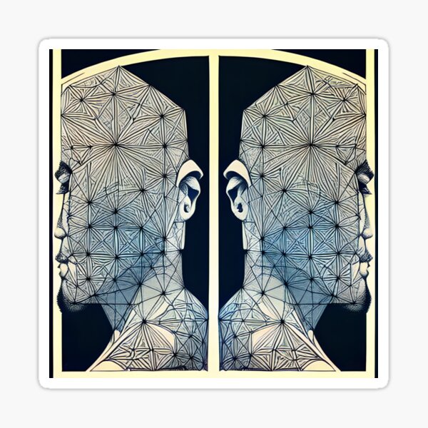 "Two Faces in Profile with Their Back to Each Other" Sticker for Sale ...