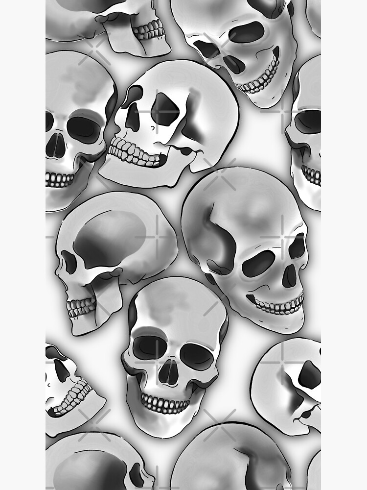 "Gray Scale Skull Pattern For Halloween and Gothic Style" Sticker for ...