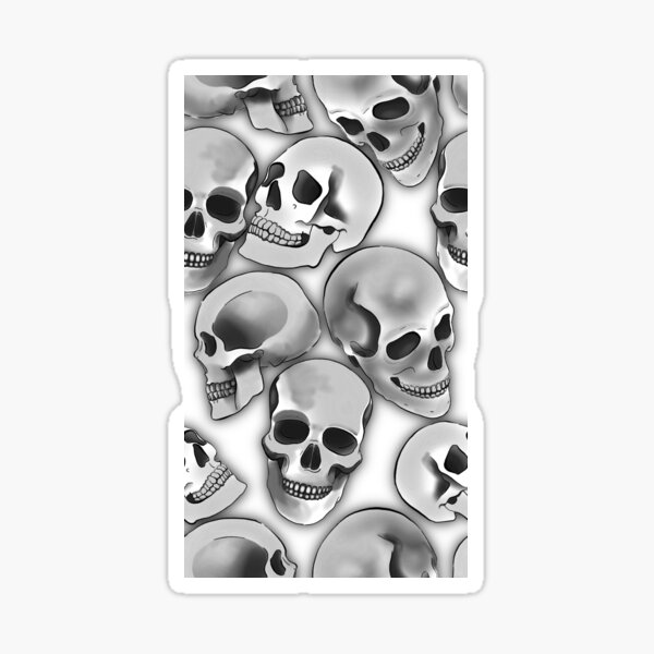 "Gray Scale Skull Pattern For Halloween and Gothic Style" Sticker for ...