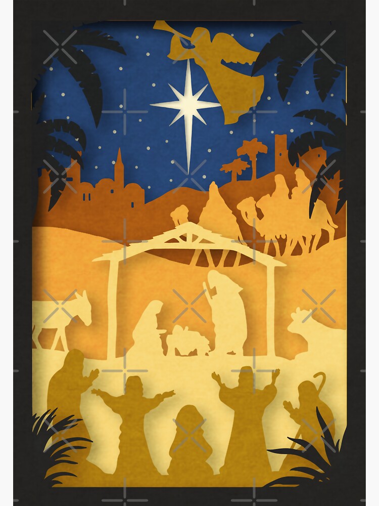"Layered Christmas Nativity Shadow Box" Sticker for Sale by linda192 ...