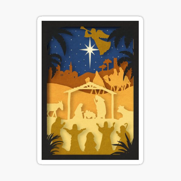"Layered Christmas Nativity Shadow Box" Sticker for Sale by linda192 ...