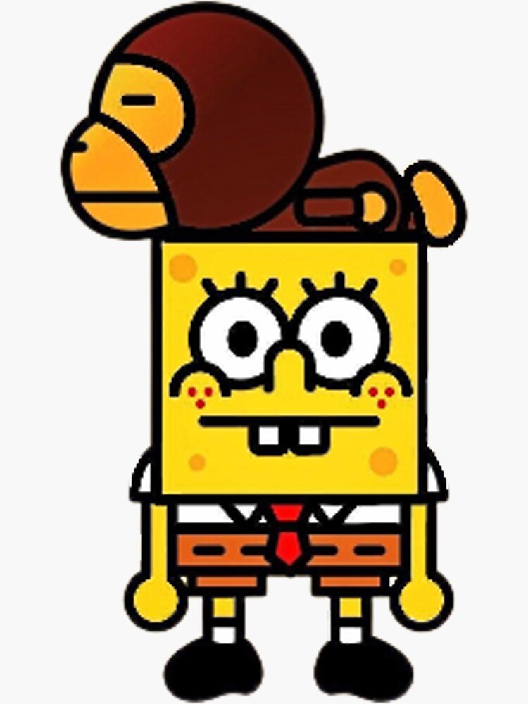 "SpongeBob With A Monkey" Sticker for Sale by FreddyFoozbear | Redbubble