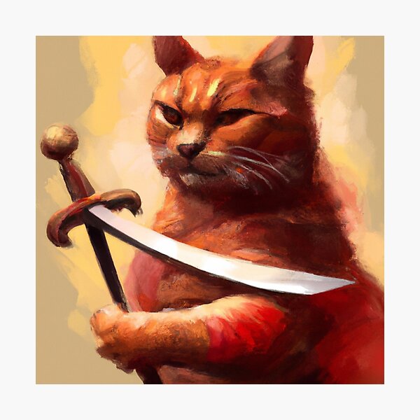 "Cass the Cat, mit Schwert (Barock)" Fotodruck von thecatandkettle ...