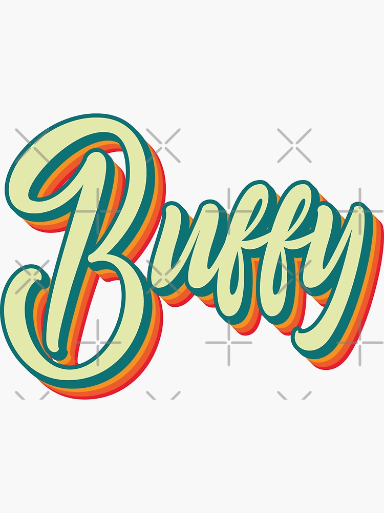 "Buffy Name Label in retro color" Sticker for Sale by MasterCoShop ...