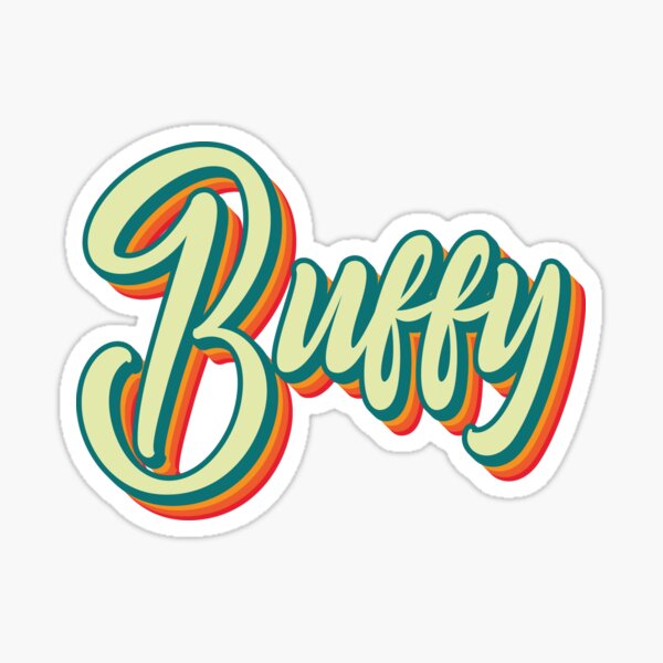 "Buffy Name Label in retro color" Sticker for Sale by MasterCoShop ...