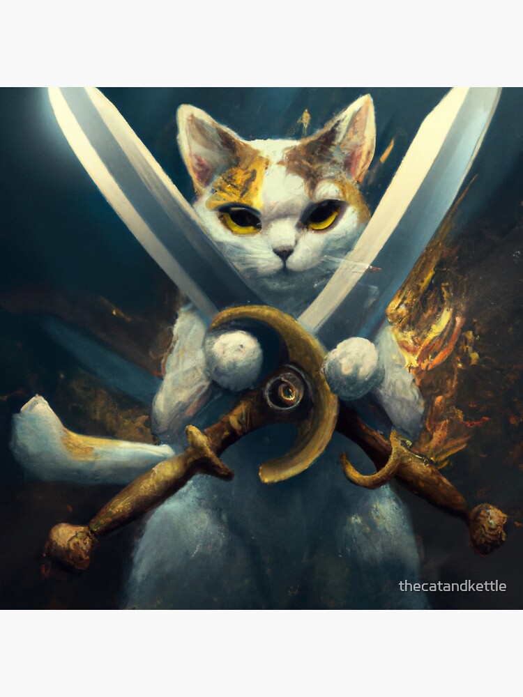 "Peter the Cat, with duel swords (Fantasy)" Sticker for Sale by ...