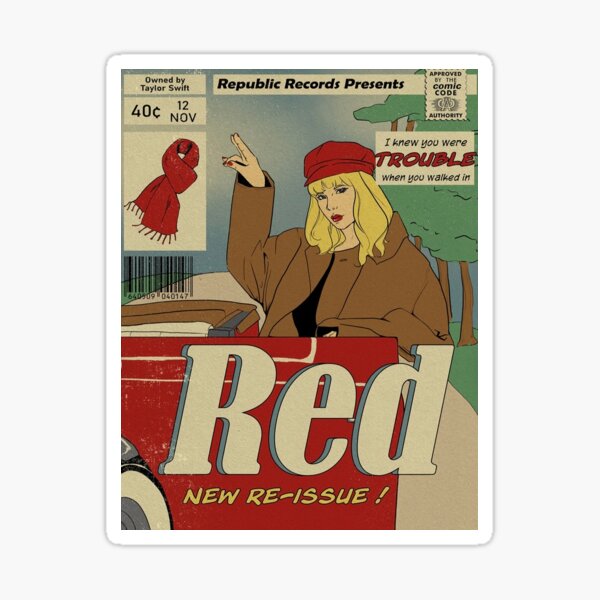 "Taylor Red Comic book cover" Sticker for Sale by icoughlin03 | Redbubble