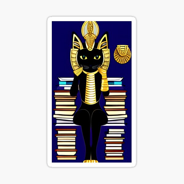 "Portrait of Egyptian Goddess Bastet with books - Ai generated design ...