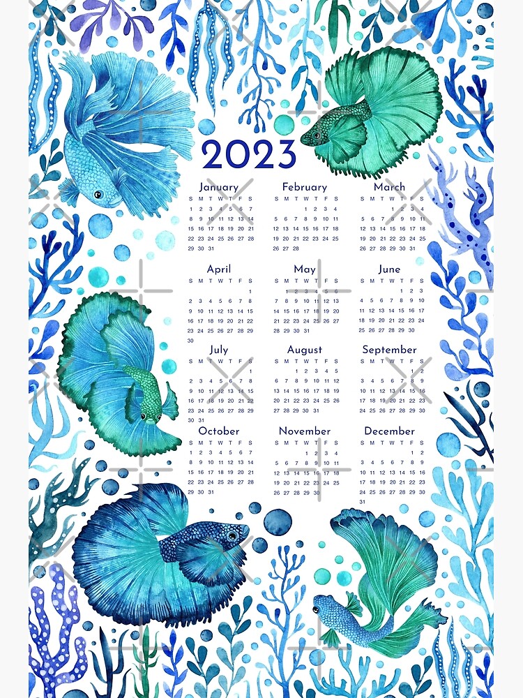 "Watercolor Betta Fish 2023 Calendar" Art Print for Sale by KConfetti ...