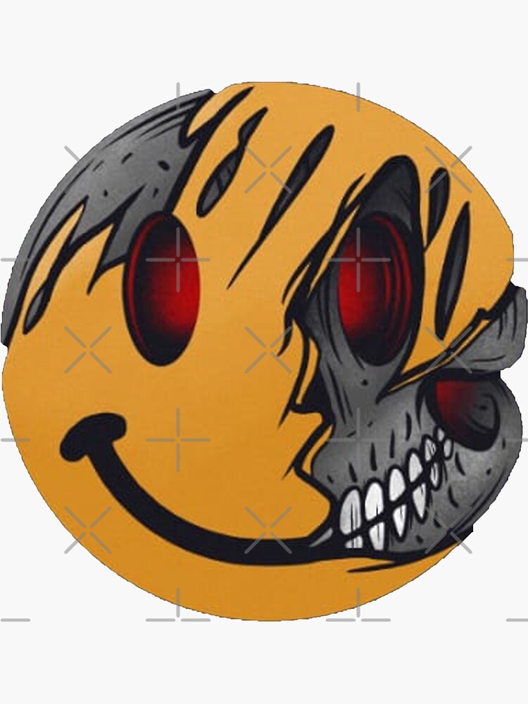 "Emoji Half Smiley Half Angry Yellow Skull" Sticker for Sale by Mech ...