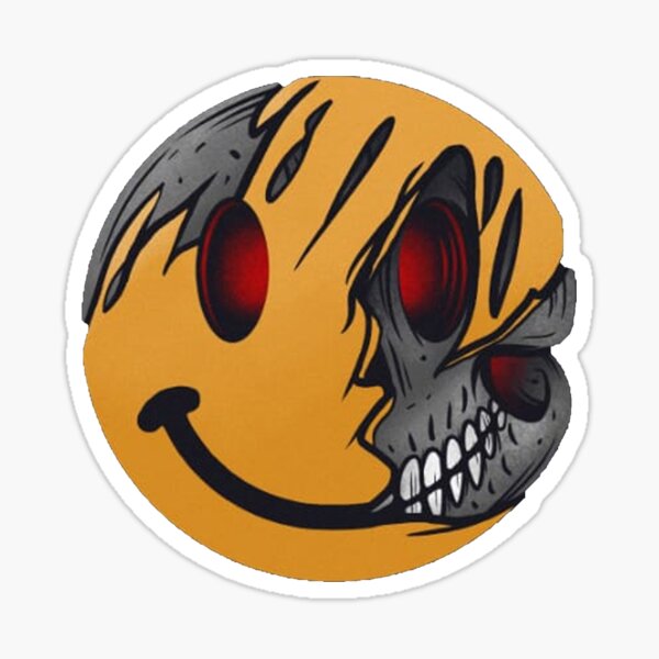 "Emoji Half Smiley Half Angry Yellow Skull" Sticker for Sale by Mech ...