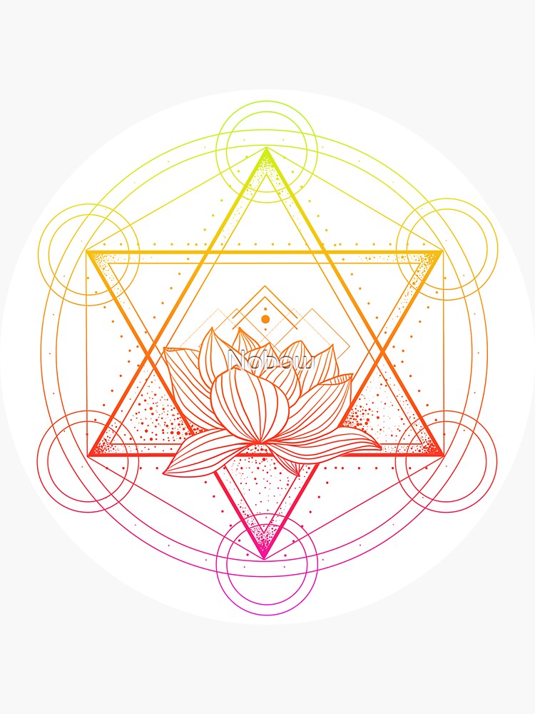 "Metatron's Cube with Lotus Flower - Colourful Gradient" Sticker for ...