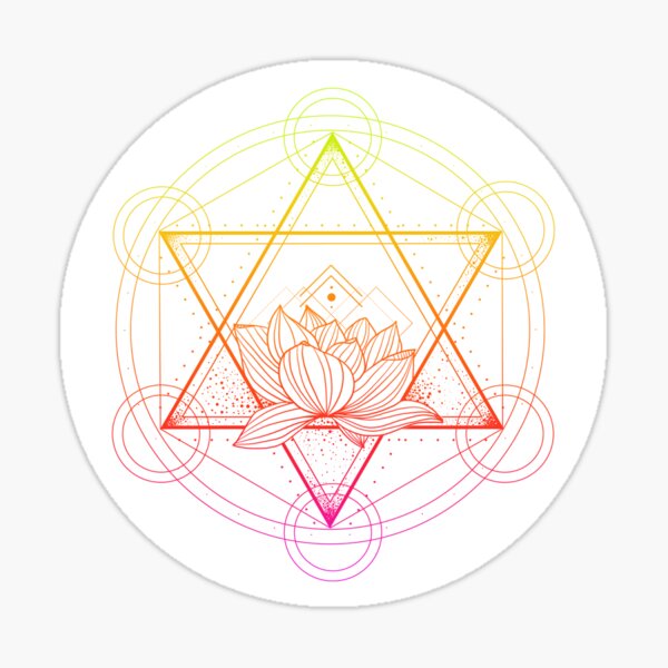 "Metatron's Cube with Lotus Flower - Colourful Gradient" Sticker for ...